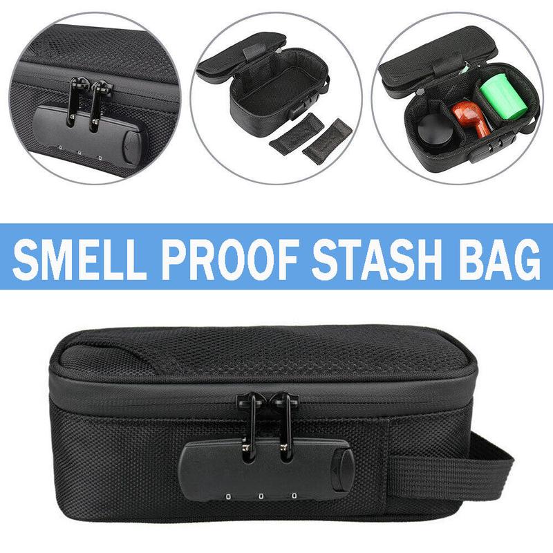 Portable Stash Case Lockable Carbon Lined Smell Proof Bag Secure ...