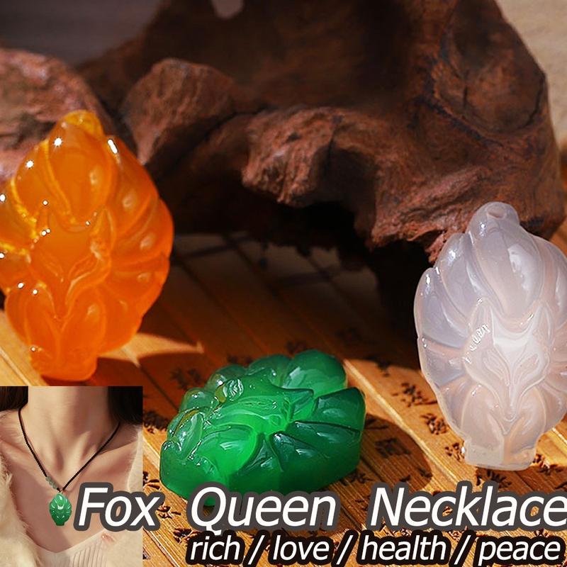 Fox Queen Necklace Nine Tailed Fox Crystal Queen Jade Stone Charm ...