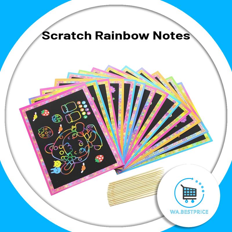 WABEST [2in1] Kids Scratch Art Card Cartoon Card Dual Side Scratch ...