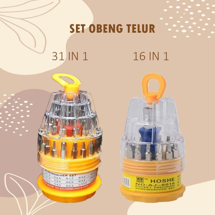 Jual Obeng Set 16 in 1 / 31 in 1 Set Obeng Telur Screwdriver Set ...