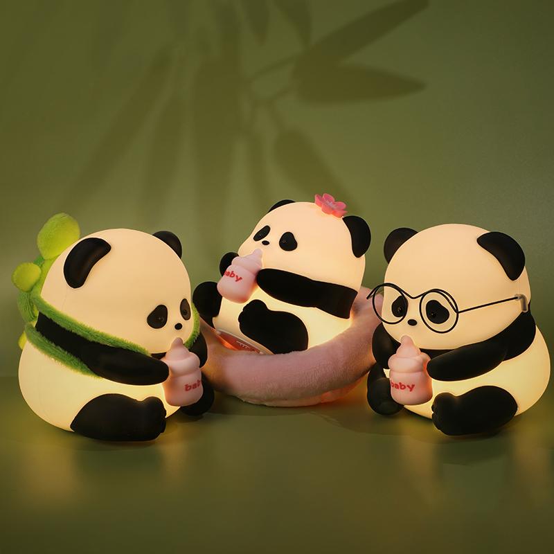 Cute Panda Silicone Lamp USB Rechargeable Timing Pat Sensor LED ...