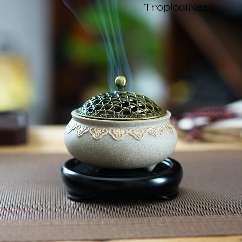 Ceramic Incense Burner for Home Indoor Coil Incense Burner Agarwood ...