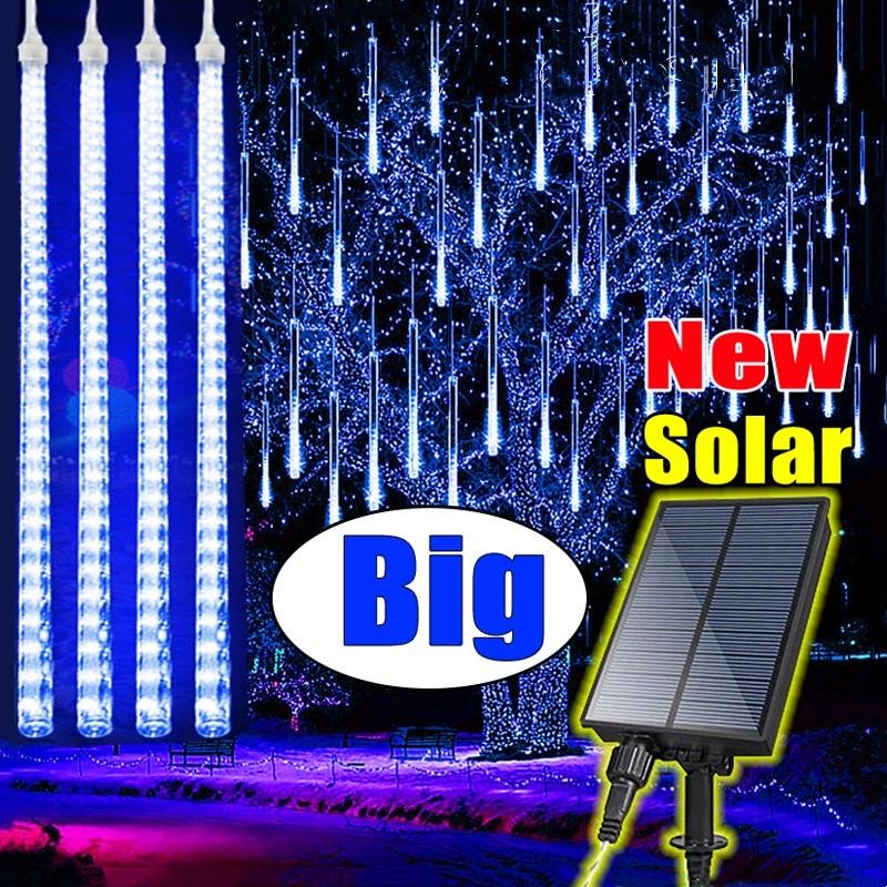30/50cm Waterproof Solar Meteor Shower Solar Led Rain Lights - TikTok ...