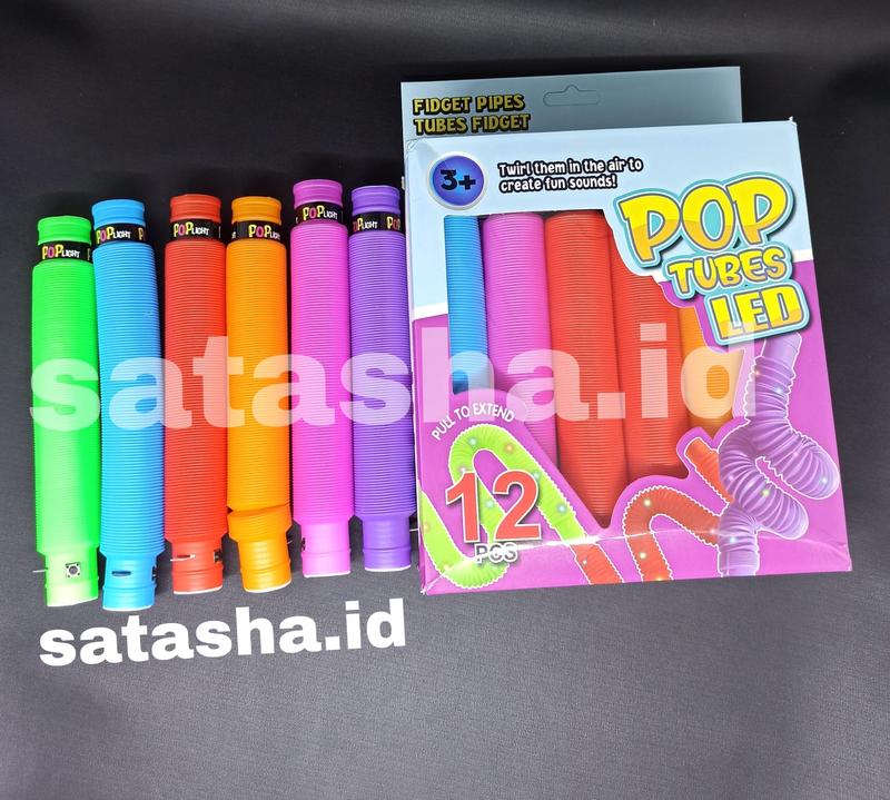 Pop Tubes LED Pop Pipes Squishy Sensory Fidget Toys Mainan Anak Pipa ...