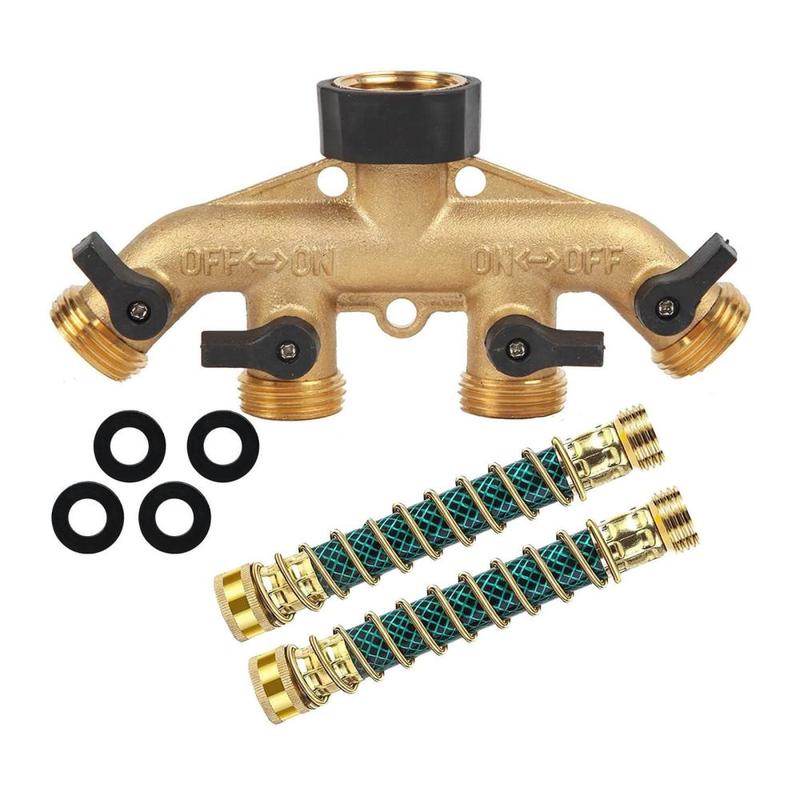 Garden Hose Splitter with 4 Valves Hose Spigot Adapter for Garden ...