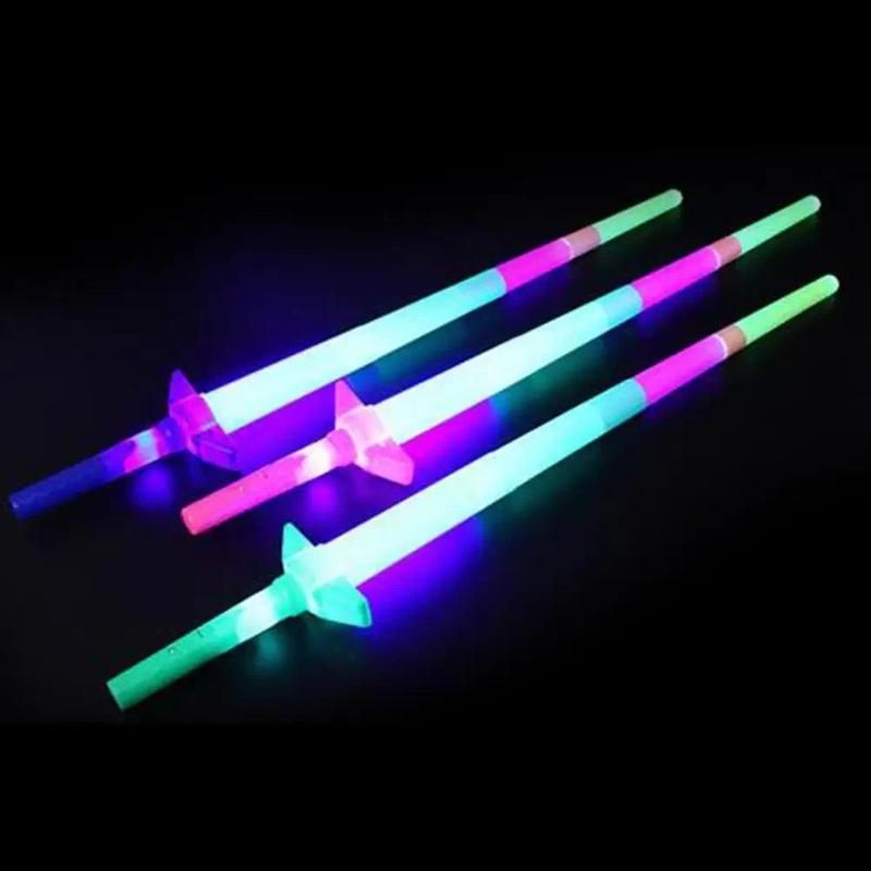 2pcs 4 Section Extendable LED Glow Sword Kids Toy Glowing Stick Concert ...