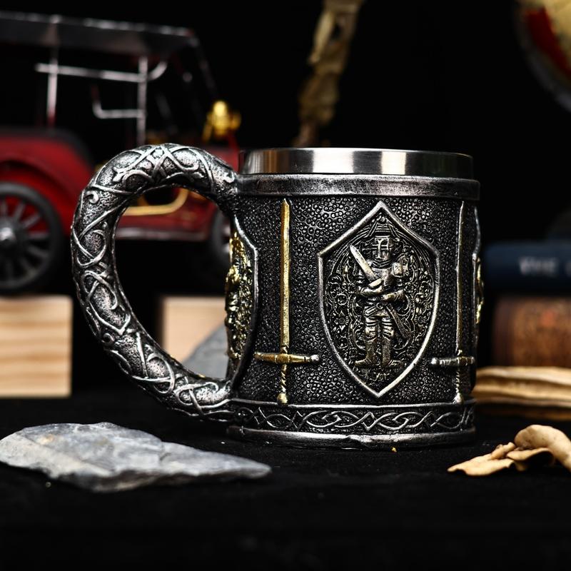 New Knight Sword Beer Steins Resin Stainless Steel Mug Cup Bar ...