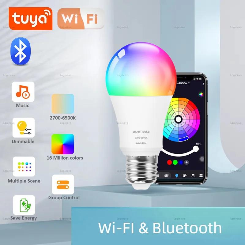 Tuya Smart LED Light Bulbs 220V 110V 15W 20W Bluetooth/Wifi E27 ...