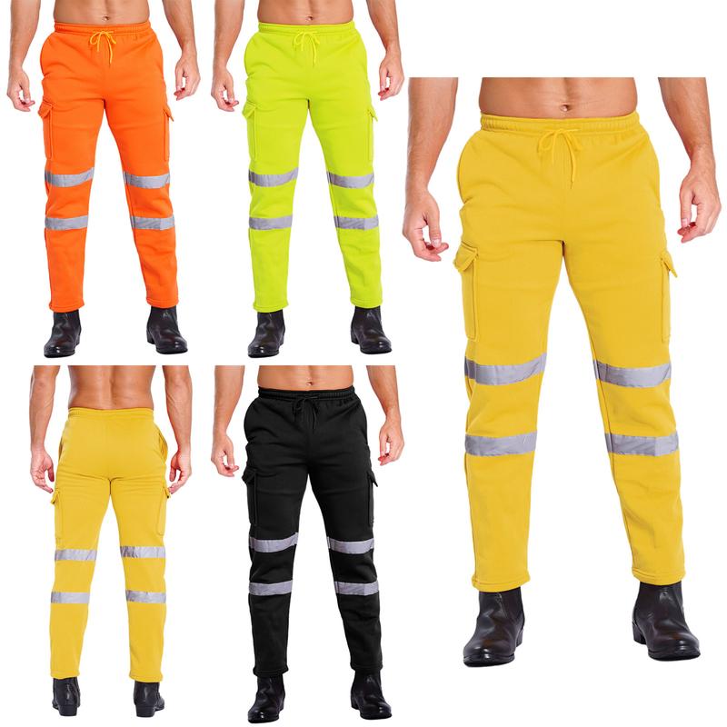 Yhong Mens Reflective Fleece-Lined Sports Pants Casual Drawstring ...