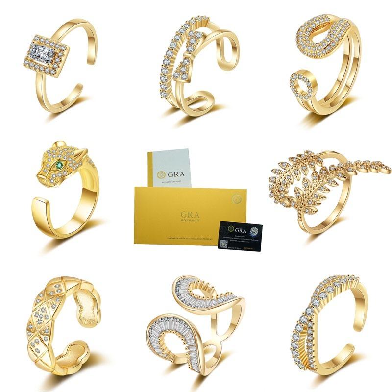 [with Gra Certificate]18K Gold Rose Gold White Open Ring S925 Silver ...
