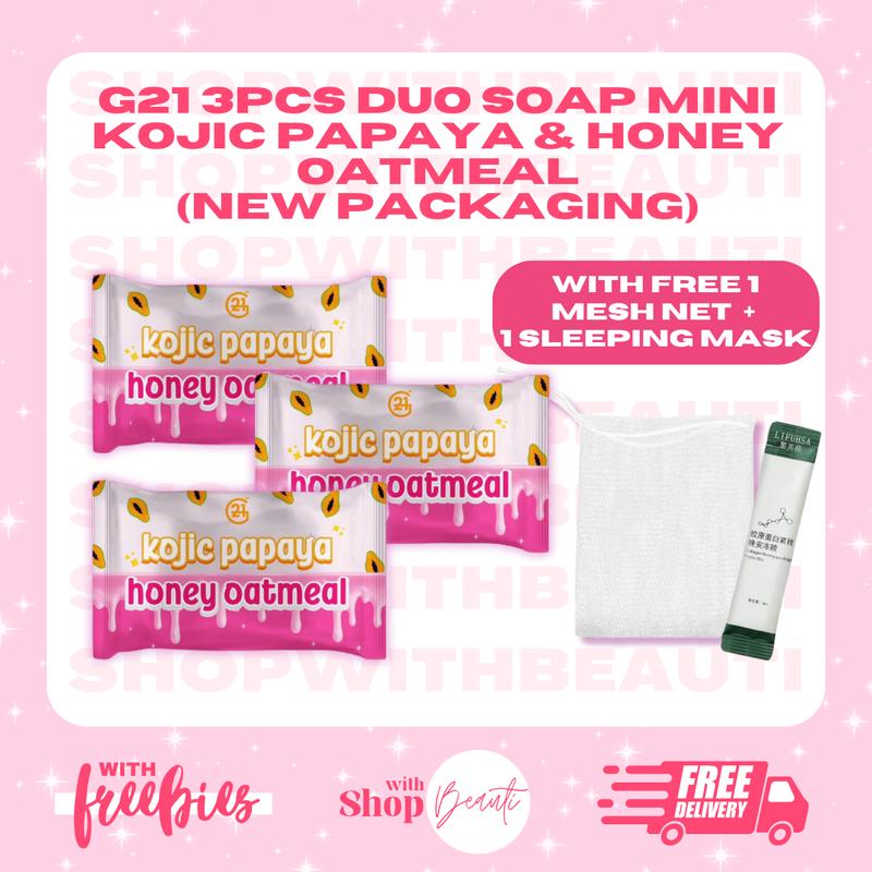 3PCS G21 DUO SOAP KOJIC PAPAYA & HONEY OATMEAL MINI - TikTok Shop ...