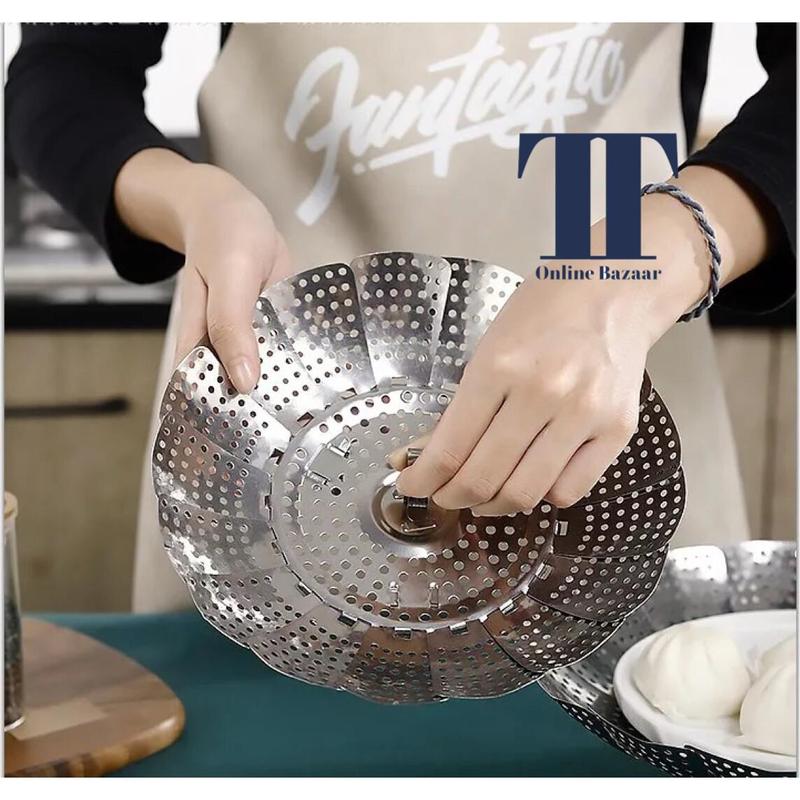 Folding Steamer Steam Stainless Steel Basket Steamer Expandable Kitchen ...