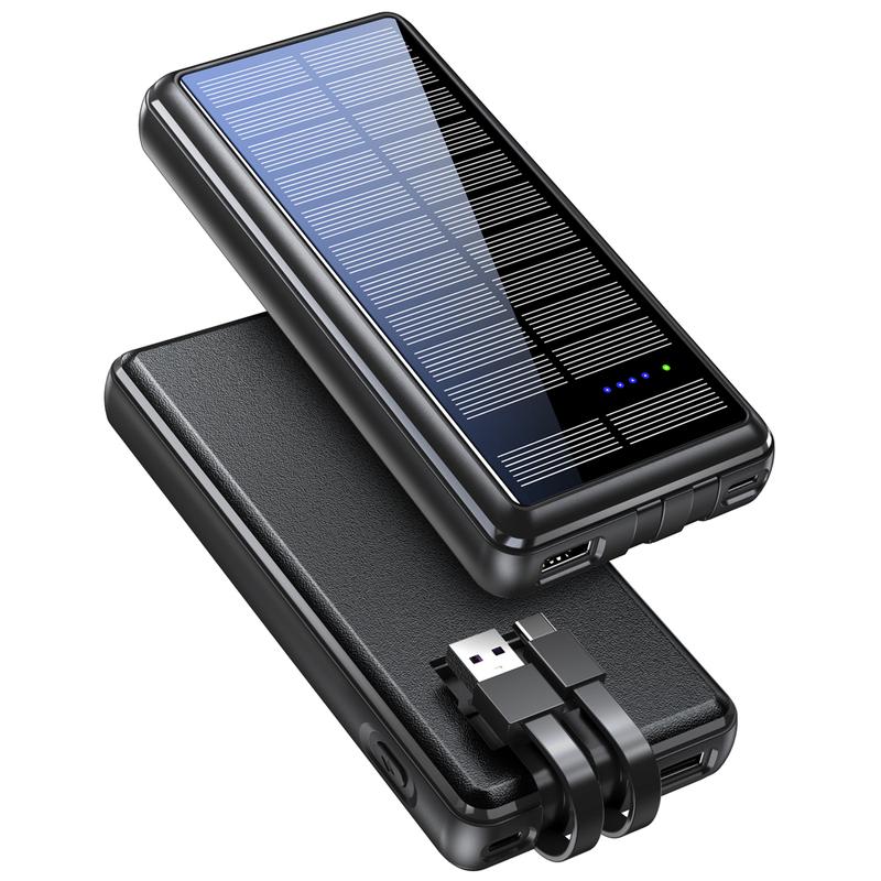 36800mAh Solar Power Bank - Built-in USB Input Cable & USB-C Output ...
