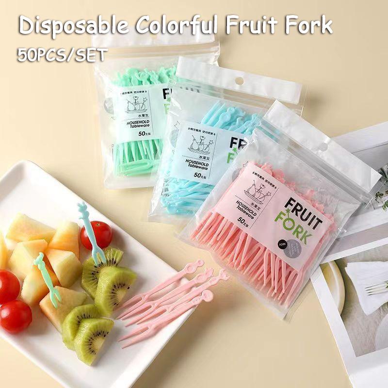 50pcs/set Disposable Colorful Afternoon Tea Fork Plastic Fruit - TikTok Shop Philippines