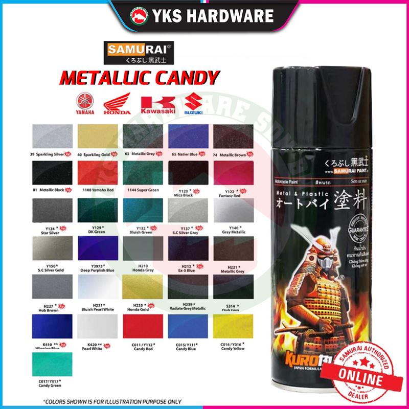 SAMURAI SPRAY PAINT - METALLIC/CANDY/YAMAHA/HONDA/KAWASAKI/SUZUKI ...