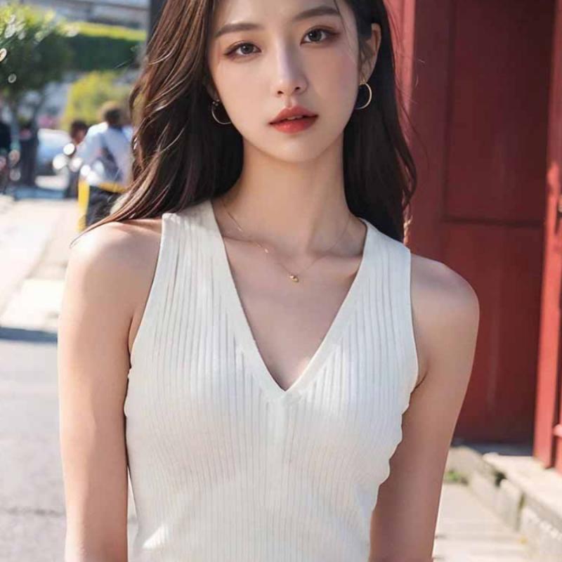 V-neck knitted halter vest women's summer short dopamine Tha - TikTok ...