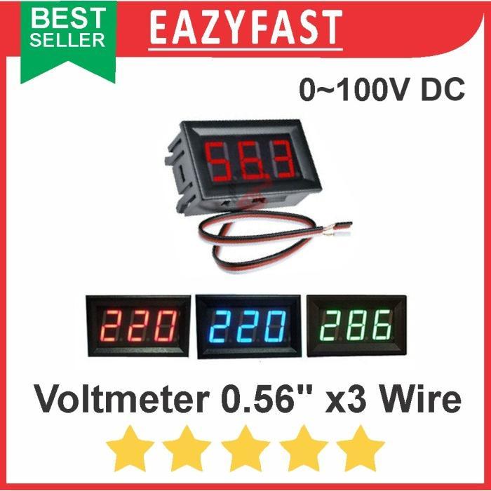 Voltmeter Digital DC 0.56" Inch 3 Kabel Wire Volt Meter Red Green - Shop | Tokopedia