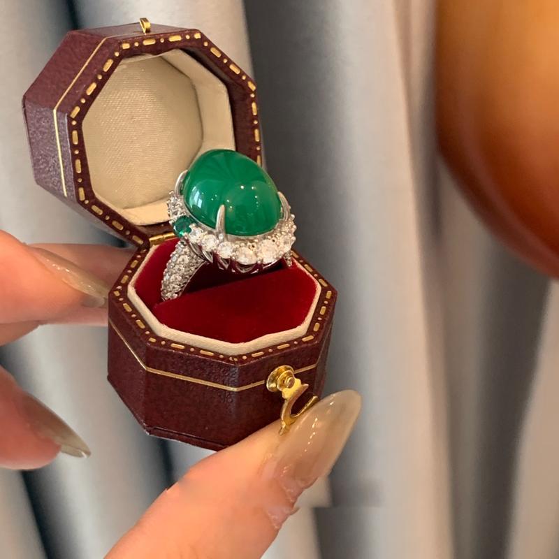 Cincin Wanita, Chalcedony Alamiah Hijau Diraja Ais Tinggi, Jed - TikTok ...