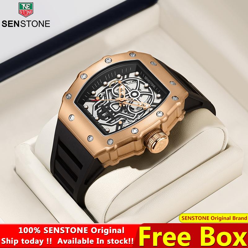 ZUNPAI&SENSTONE Men's Watch Brand Genuine Waterproof Rubber Strap ...