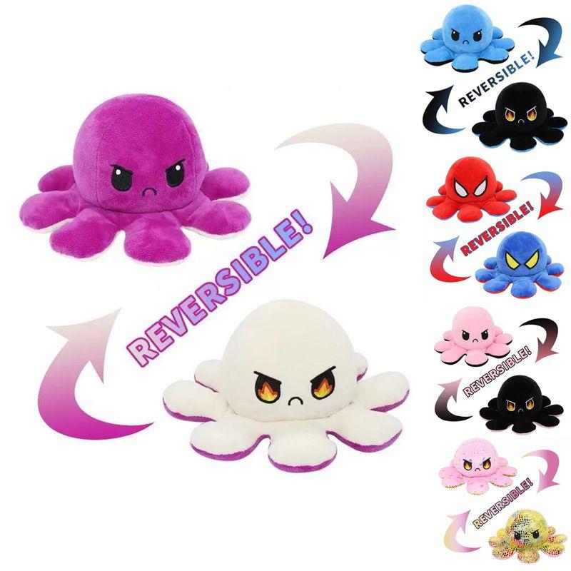 Reversible Angry Double Sided Flip Octopus Plush Toy Animals - TikTok ...