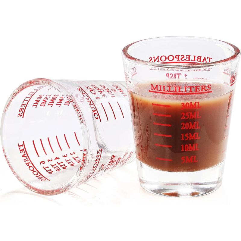 Shot Glass Measuring Cup, 2 count Measuring Shot Glasses, Thick ...