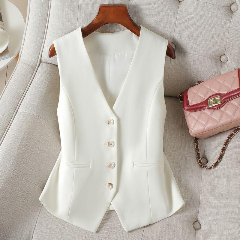 Fashion Vests Elegant Women's Simple Casual V-neck Single Breasted ...