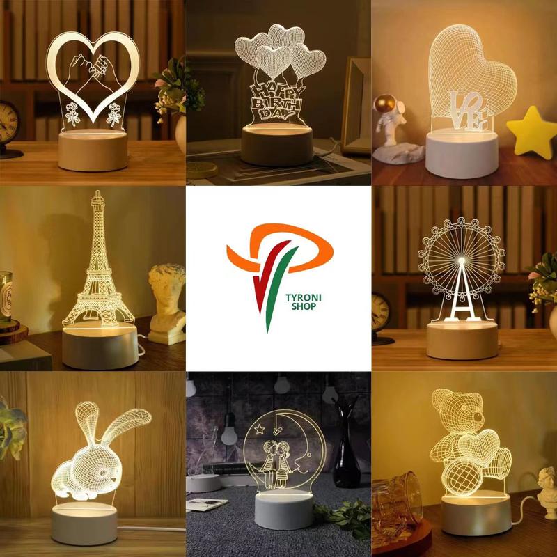 Lampu Tidur Hias LED 3D Acrylic Transparant Kaca Bening Pajangan - Shop ...