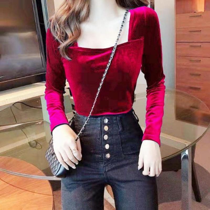 Baju atasan lengan panjang seksi, serba guna, pendek, baldu, - TikTok ...