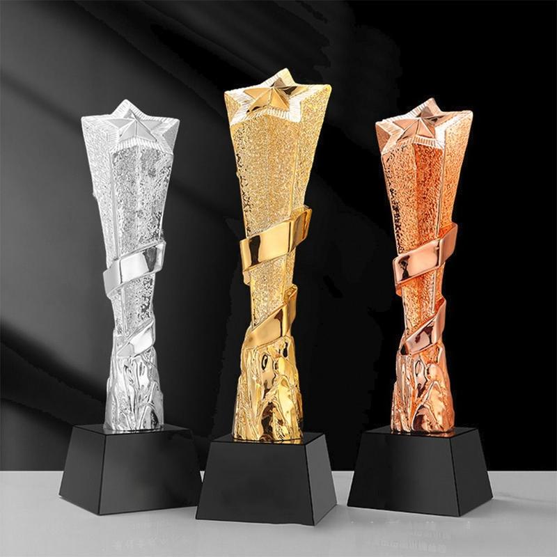 Golden Plating Bronze Trophy Singing Dancing Competitions Resin ...