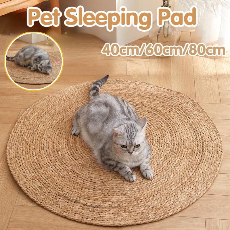 Tikar Mencakar Kucing Bulat, Sisal Alamiah, Tenunan Tangan, Diperbuat ...