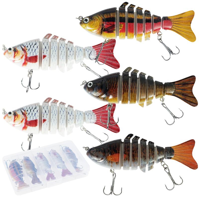 5Pcs 7 Segment Fishing Lure Lifelike Multi Jointed Fishing Lure Set ...