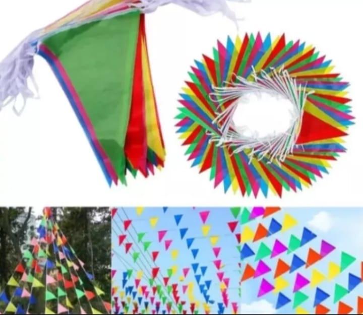 Bendera Segitiga Warna Warni 1 Pak 50 M / Ornamen Hiasan Karnaval ...