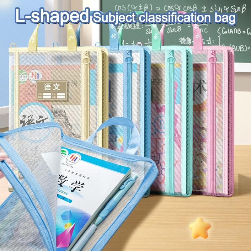 Portable L Shape Stationery Storage Bag Large Opening Large Capacity ...