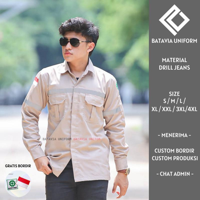 Baju kemeja Kerja Wearpack Safety K3 Lengan Panjang Pria Wanita Seragam ...