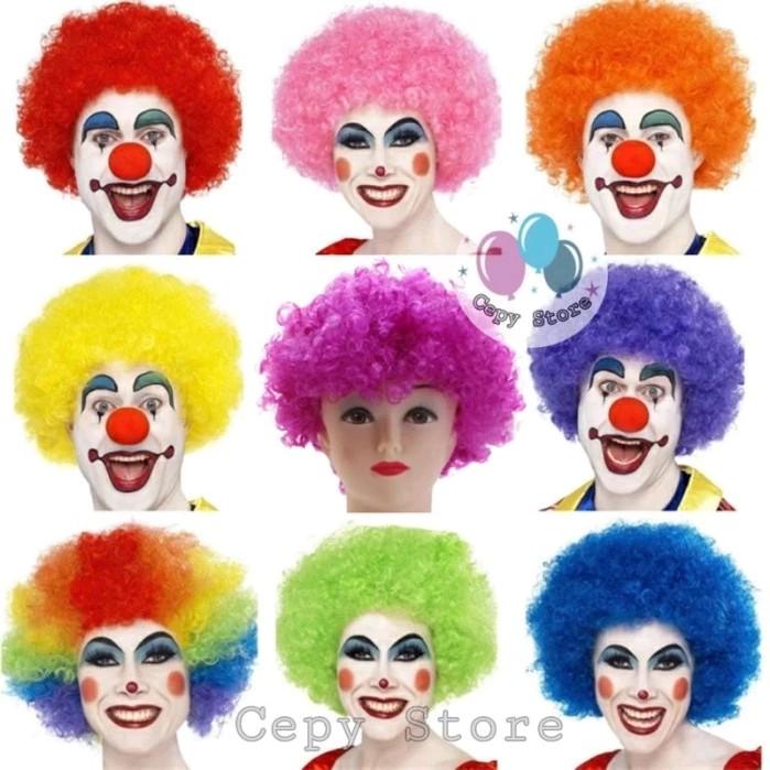 Wig Badut Pelangi Kribo Black Hitam Synthetic Extensions & Pieces ...