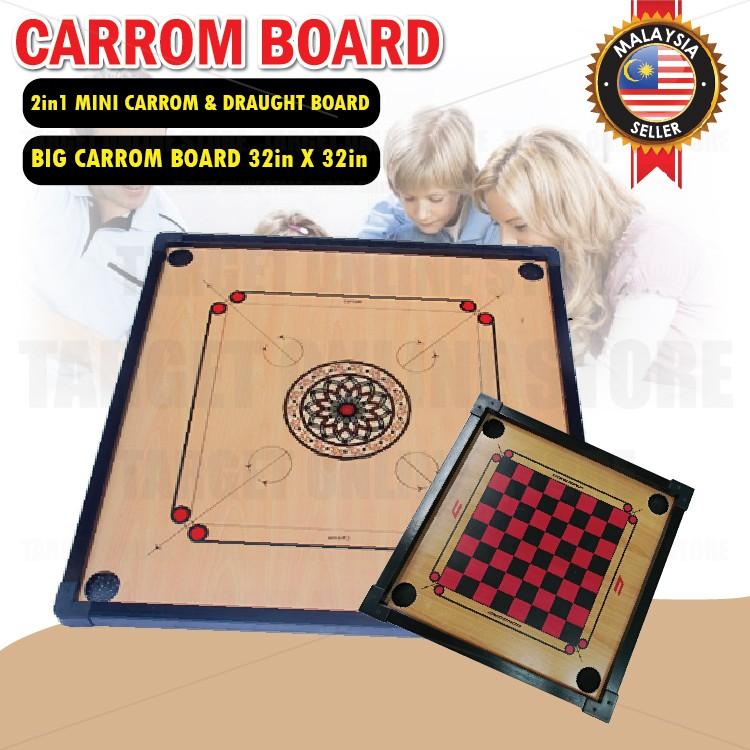 Wooden Carrom Board 2in1 Mini Draught Dam Haji Big Carrom Board ...