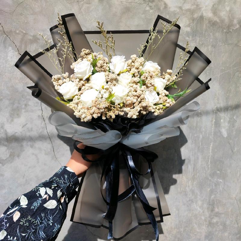 Buket Bunga Mawar Jumbo Mix Edelweiss dan Caspea, Buket Bunga Kering ...