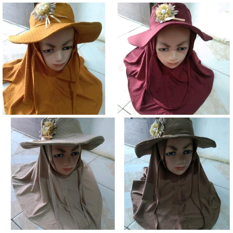 Kerudung Hijab Anak Model Topi Laken Terpisah/Bahan Strada/untuk - Shop ...