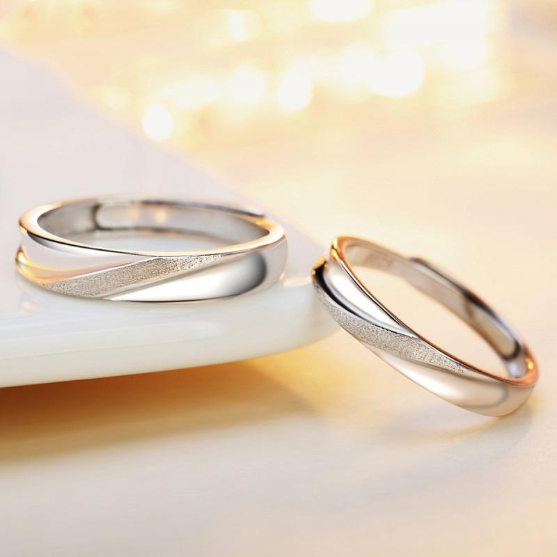 1 Pair 925 Silver Couple Rings His and Her Matching Promise Rings Size ...
