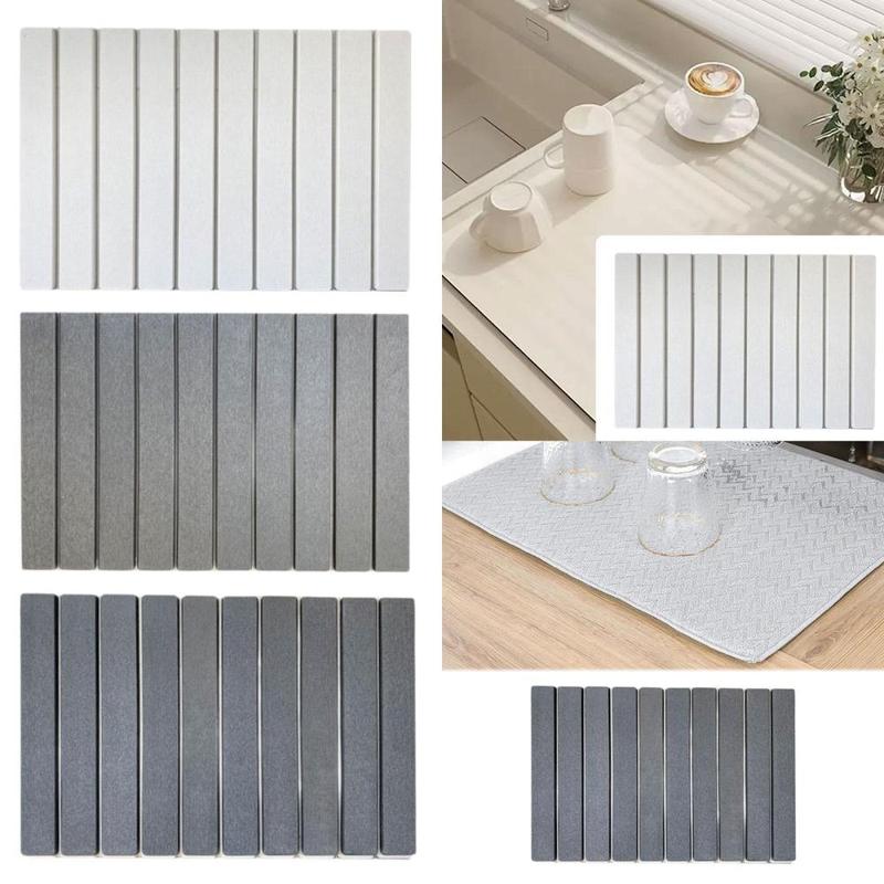 Stone Dish Drying Mat Cup Holder Soap Dish Folding Absorbent - TikTok ...