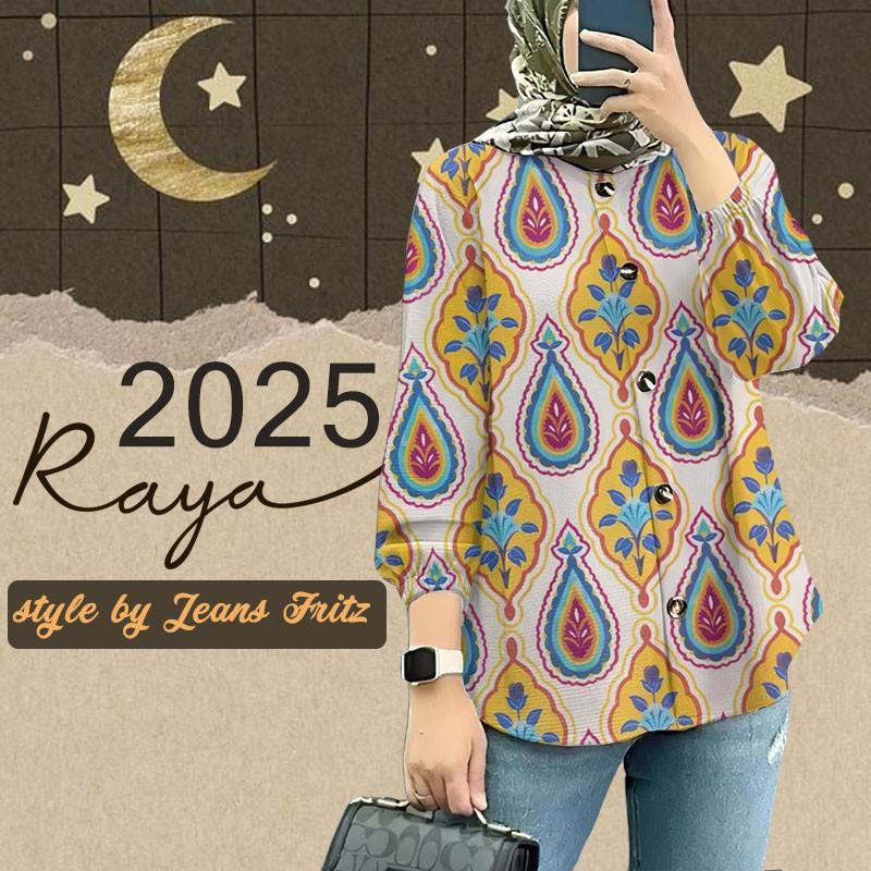 2025 Baju Retro Muslimah Blouse Raya Muslimah Blouse Style Plus Size O ...