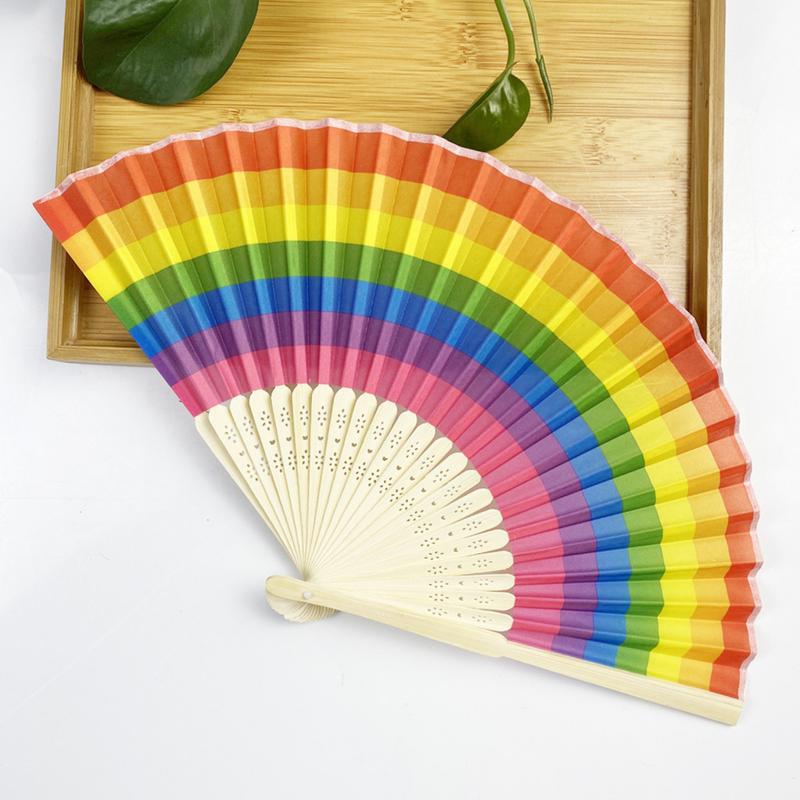 Matejiely Compact Cooling Fan Colorful Rainbow Folding Fan Portable ...