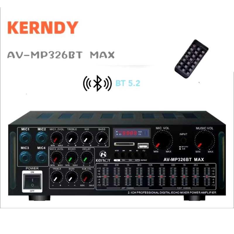 Amplifier kerndy Bluetooth 5.3 EQ Audio AV326BT MAX Channel 2.1 Full ...