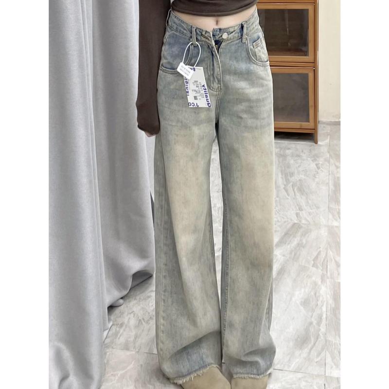 Seluar Jeans Kuning Retro, Gaya Tertekan, Mudah Padanan, Nipis - TikTok ...