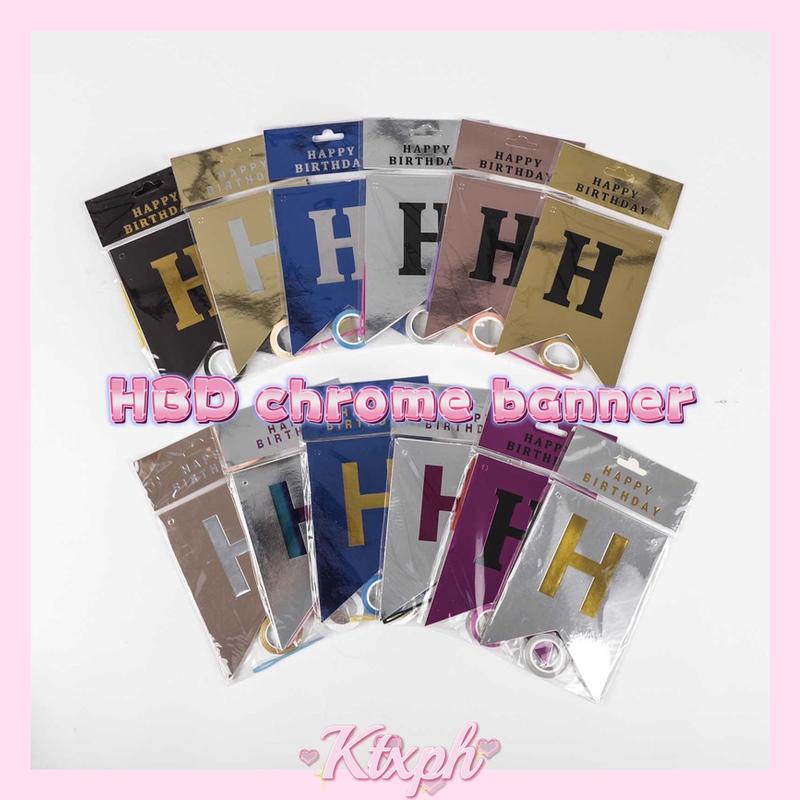Happy Birthday chrome banner bright metallic HBD Paper Flags - TikTok ...