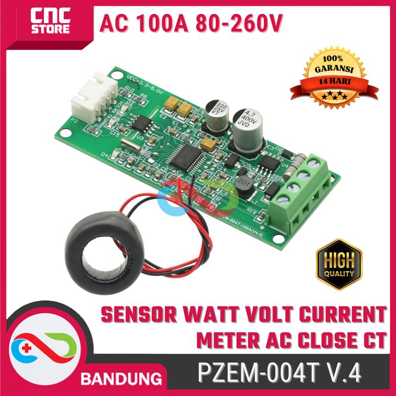PZEM-004T V.4 Sensor Watt Volt Current Meter AC 100A 80-260V CLOSE CT ...