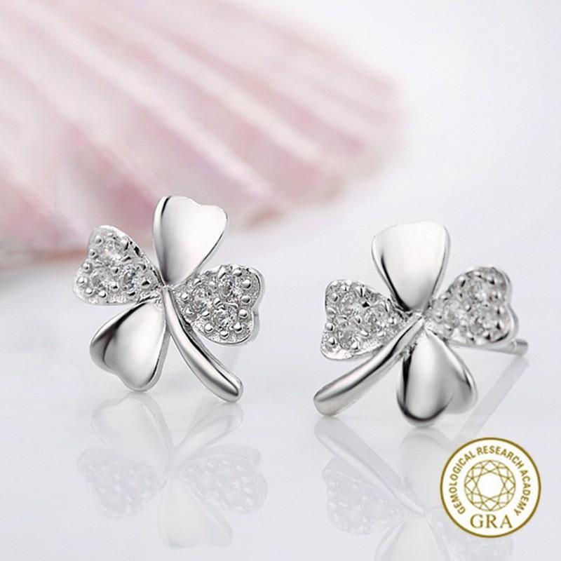 [Free GRA Certificate] Temperament Clover 925 Silver Inlay Moissanite - TikTok Shop Philippines