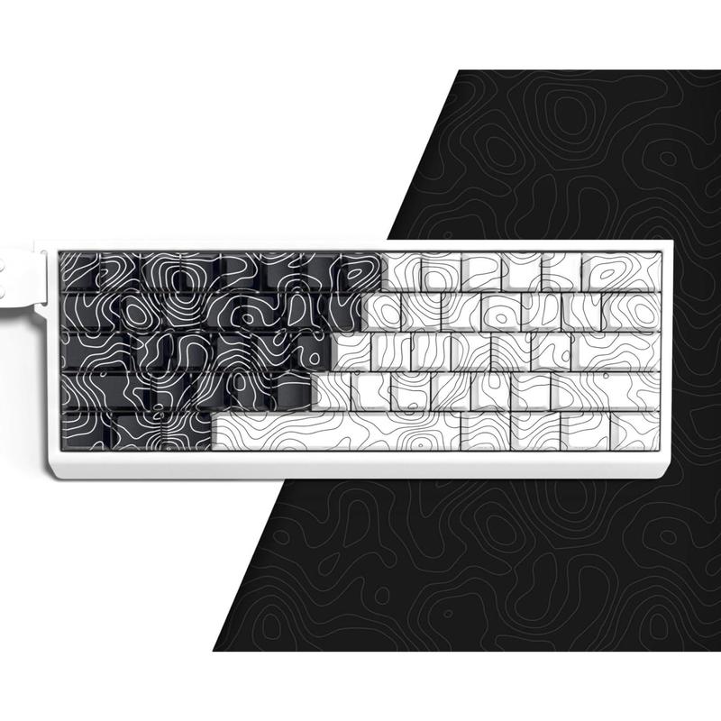 Double Shot PBT keycaps,Black and White,Topographic keycaps,Lines ...