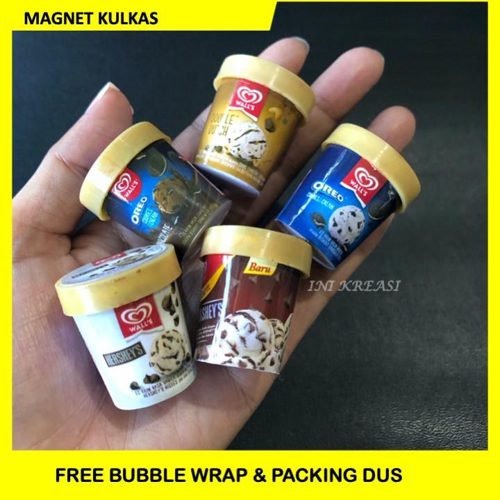 MAGNET MINIATUR TEMPELAN KULKAS CUP ICE CREAM WALLS - Shop | Tokopedia