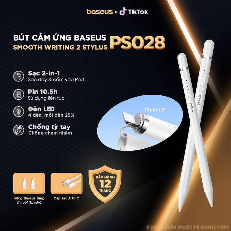 Bút cảm ứng Baseus PS028 Smooth Writing 2 Sạc trực tiếp 2in1 - TikTok ...